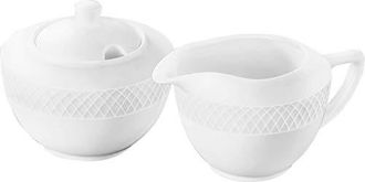 Wilmax England Wilmax WL-880112/2C Porzellan Zuckerdose & Milchkanne-Set, Weiss, 2 pcs