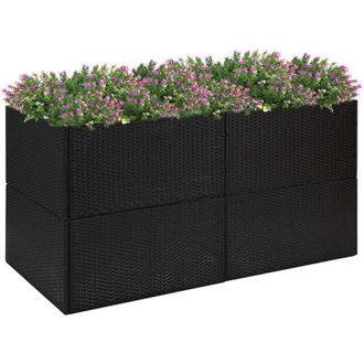 vidaXL Jardini&egrave;re Noir 157x80x80 cm R&eacute;sine tress&eacute;e