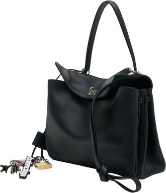 Balenciaga Womens Rodeo Top Handle Medium Purse - Balenciaga Leather Black Calfskin Bags Handbags-Purses