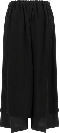 Comme Des Gar&ccedil;ons Wool, Layered Hem Trousers - Black