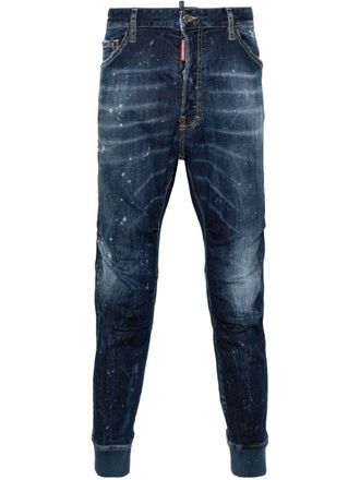 Dsquared2 jean slim &agrave; effet us&eacute; - Bleu