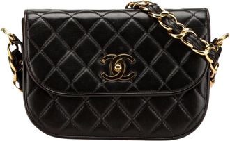 Chanel Pre-owned CC Quilted Lambskin Chain Flap - Femme - Pre-owned - Noir - Taille: ONE Size