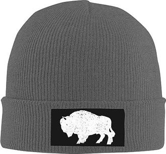 Generic Bison Rétro Vintage Vieilli, Amoureux des Animaux Homme Femme Bonnet De Trawler Coupe-Vent Bonnets Tricoté Chaud Skull Cap pour Toutes Les Saisons Jog