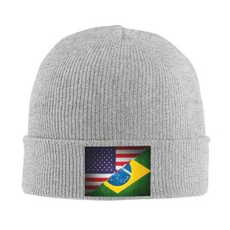 Generic Drapeau des États-Unis Et du Brésil Unisex Bonnet De Pêcheur Léger Bonnets Hiver Respirant Bonnets Tricoté pour Casque Moto Toutes Les Saisons Cyclism