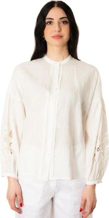 Max Mara Femme, Blouses et Chemises, Blanc, Taille: 42 FR Camicia in lino