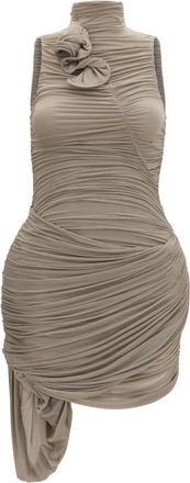 Magda Butrym Robe mi-longue drap&eacute;e &agrave; col montant - Femme - Robes - Beige - Taille: 36 FR