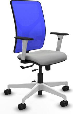 Piqueras y Crespo B&uuml;rostuhl aus Netzstoff mit wei&szlig;en und schwarzen Armlehnen, h&ouml;henverstellbare Lendenwirbelst&uuml;tze, ausgestattet mit Syncro/Traslack und Schneideschaum,