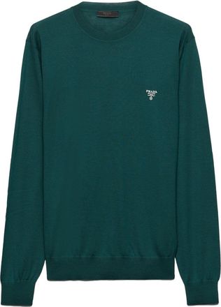 Prada Pullover mit Logo-Stickerei - Grün