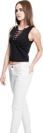 Urban Classics Damen Top Ladies Lace Up Cropped TB1631, Gr. X-Large, Schwarz (Black 00007)
