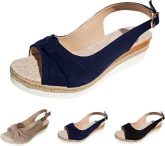 Generic Sandales d&eacute;t&eacute; &agrave; talons compens&eacute;s pour femme - Sandales confortables &agrave; lani&egrave;res respirantes - Chaussures &agrave; plateforme avec bout ouvert - Sandales d&eacute;t&eacute; 