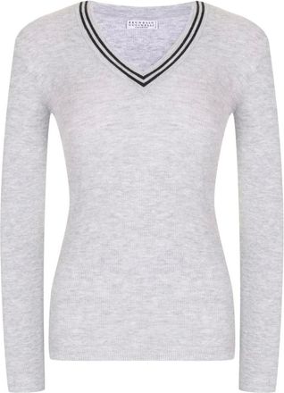 Brunello Cucinelli Femme, Pulls, Gris, Taille: 44 FR Pull ras du cou en cachemire