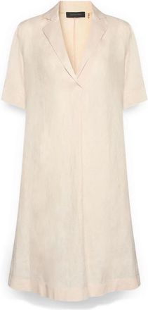 Elena Miro Femme, Robes, Beige, Taille: 52 FR Robe-chemise Courte en Lin &agrave; Manches Courtes