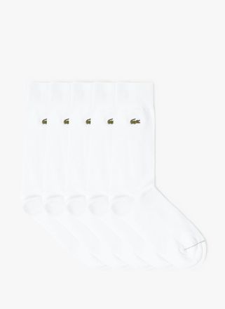 Lacoste Lot de 5 paires de chaussettes hautes en coton m&eacute;lang&eacute;