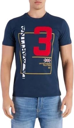 La Martina T-shirt coupe droite - Three Symbol - Homme - Tops - Bleu - Taille: L