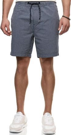 Indicode Herren INAlizzo Shorts aus Seersucker | Herrenshorts Freizeitshorts gestreift Dark Navy, XXL
