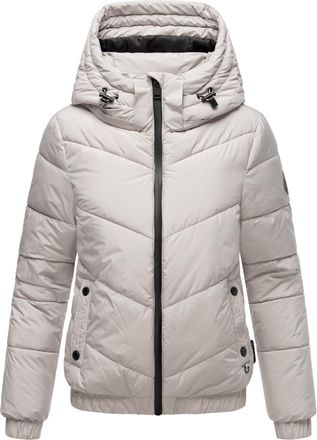 Marikoo Damen Winterjacke warme Steppjacke mit Kapuze Nayanaa XVI Light Grey Gr. XXL