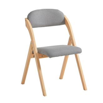 SoBuy Klappstuhl Holz gepolstert - Ergonomischer K&uuml;chenstuhl & Esszimmerstuhl, faltbar & platzsparend, fertig montiert, f&uuml;r K&uuml;che Balkon B&uuml;ro, Hellgrau 47.5