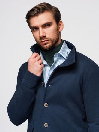 Ombre Sweatjacke Herren-Sweatshirt mit Knopfleiste und Stehkragen
