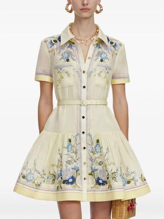Self Portrait Floral-print Belted Shirt Dress