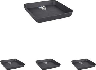 ELHO Loft Urban Untersetzer Eckig 28 - Untersetzer f&uuml;r Au&szlig;en & Zubeh&ouml;r - &Oslash; 27.5 x H 3.8 cm - Schwarz/Anthrazit (Packung mit 4)