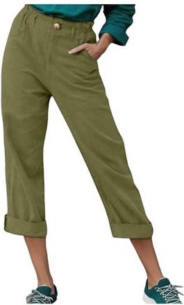Generic Pantalon Femme Taille &Eacute;lastique D&eacute;contract&eacute; Pantalons Haute avec Poches &agrave; Jambe Droite Couleur Unie Vintage Palazzo Casual Pants Jogging Baggy Dos &eacute;la