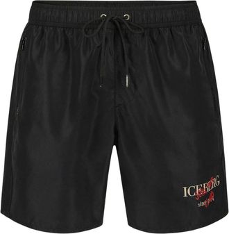 Iceberg Homme, Maillots de bain, Noir, Taille: XL Boxer Swim Shorts