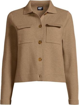 Lands End Feinstrick-Baumwolljacke, Damen, Gr&ouml;&szlig;e:44-46 regular, Braun, Baumwolle, by Lands End