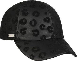 Seeberger Faux Leather Leo Print Casquette Femme, noir-noir, taille unique