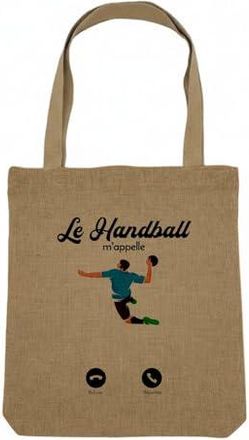 Fabulous Sac Shopping Tote Bag Aspect Lin - Le Handball MAppelle Sport Passion - Sac de Courses Toile Epaisse 360g Beige Naturel Cabas Port&eacute; Epaule Solide Impr