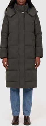 Woolrich Lange gesteppte Nylon-Daunenjacke mit abnehmbarer Kapuze