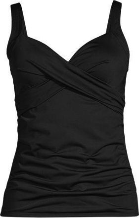 Lands End Tankinitop CHLORRESISTENT mit V-Ausschnitt in Lang-Gr&ouml;&szlig;e, Damen, Gr&ouml;&szlig;e:36 regular, Schwarz, Nylon-Mischung, by Lands End