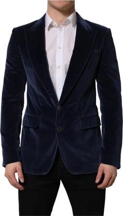 Dolce & Gabbana Homme, Vestes, Bleu, Taille: M Blazer Veste Crois&eacute; en Velours