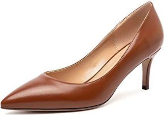 Castamere Femme Bout Pointu Aiguille Talon Moyenne Talon Escarpins 6.5CM Marron PU Chaussures EU 38.5