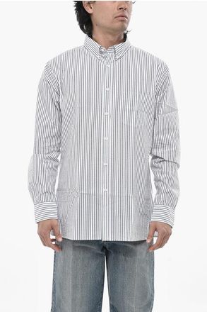 Paolo Pecora Striped Shirt with Button-Down Collar size 43