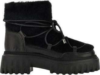 Hogan Femme, Chaussures, Noir, Taille: 37 1/2 EU Botte Basse au Design &Eacute;l&eacute;gant