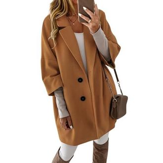 Generic Manteau dhiver mi-long &agrave; revers crant&eacute; pour femme, kaki, XXL