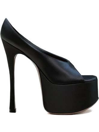Amina Muaddi Anok Plateau-Pumps aus Satin - Schwarz