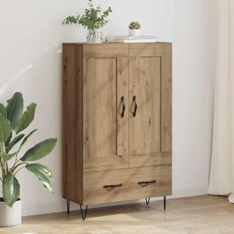 vidaXL Vidaxl - Haut armoire avec tiroir en ch&ecirc;ne artisanal 69,5 x 31 x 115 cm - Poign&eacute;es en m&eacute;tal - Pattes effil&eacute;es - Zones de rangement spacieuses