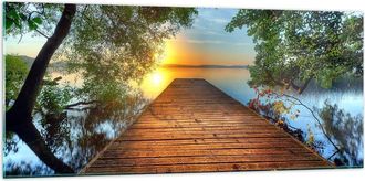 Arttor Wandbilder Dekoration Wohnzimmer Br&uuml;cke See Panorama Bilder auf Glas 120x50cm Glasbild Schlafzimmer K&uuml;che Wand Kunstdruck Art Gro&szlig; Wanddeko Bild im Gl