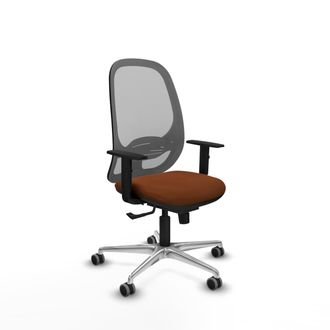 Piqueras y Crespo B&uuml;rostuhl mit 1D-Armlehnen, h&ouml;henverstellbare Lendenwirbelst&uuml;tze, ausgestattet mit 3 Positionen und Schneideschaum, Grau/Braun