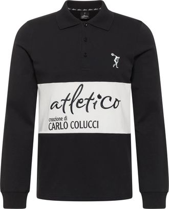 Carlo Colucci Atletico Langarm Poloshirt - - Tops - Herren - Schwarzk - M