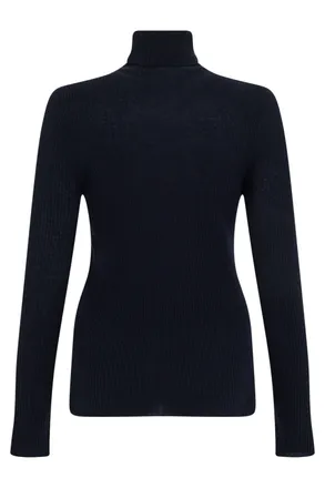 Fabiana Filippi Womens Sweater With High Collar, Midnight Blue Virgin Wool