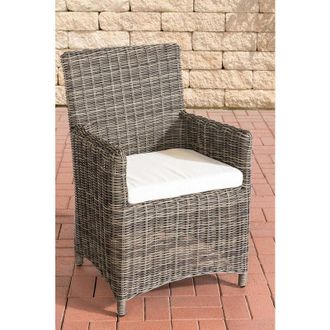 Clp Polyrattan Gartenstuhl Fontana 5mm grau-meliert cremewei&szlig;