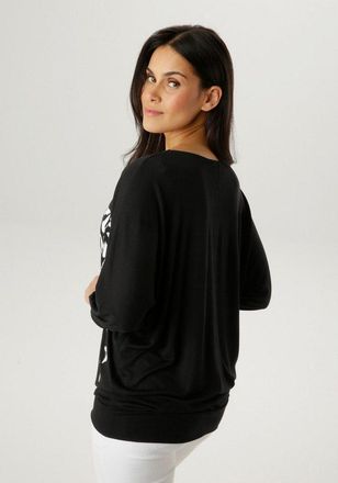 Aniston T-Shirt vorne mit filigranen Schmetterlingen bedruckt