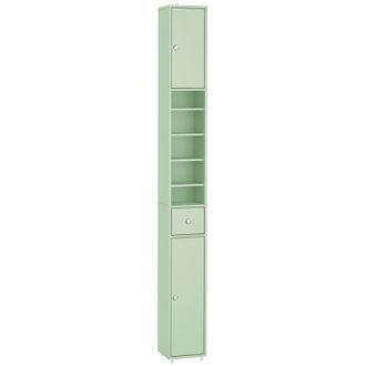 SoBuy SoBuy Holzschrank f&uuml;rs Badezimmer, schmale Regalarmoire mit Schublade und offenen F&auml;chern, verstellbare Ablagen, Holzfarbe, 20x20x180 cm, BZR34-II-SH