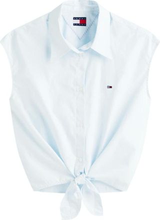 Tommy Jeans Femme, Blouses et Chemises, Bleu, Taille: 36 FR Chemise Popeline &agrave;