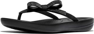 FitFlop Tongs Iqushion avec noeud paillet&eacute; pour femme, Noir, 37 EU