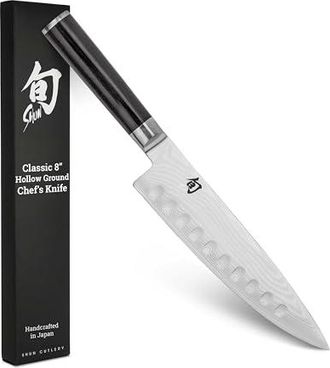 Shun KAI Shun Classic japanisches Kochmesser 20 cm Klingenl&auml;nge mit Kullenschliff - Damastmesser 32 Lagen VG MAX Kern - 61 (&plusmn;1) HRC - Pakkaholzgriff - Made