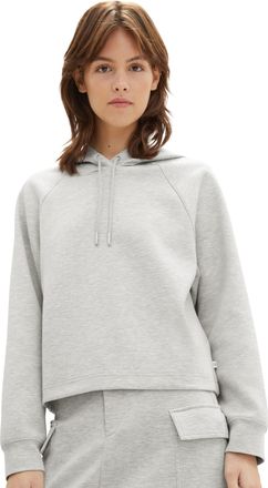 Tom Tailor Damen Cropped Hoodie mit Raglan&auml;rmel, basic light grey melange, XL