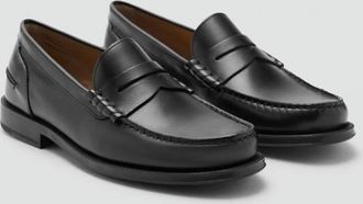 Mango Mocassins d&eacute;coupe cuir effet patin&eacute; noir - Homme - 39 - MANGO MAN